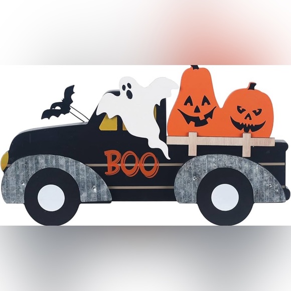 Holiday | New Halloween Decorations Indoor Set Of 2 Spooky Black Trucks ...